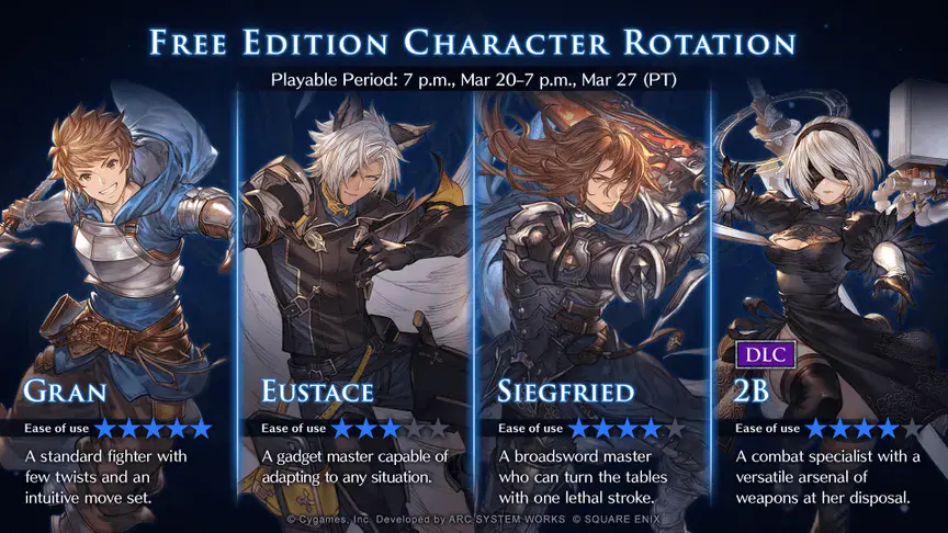 Granblue Fantasy Versus: Rising Free Character Rotation [Mar 20 - 27 ...
