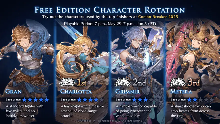 Granblue Fantasy Versus: Rising Character Rotation [May 29-June 5 ...
