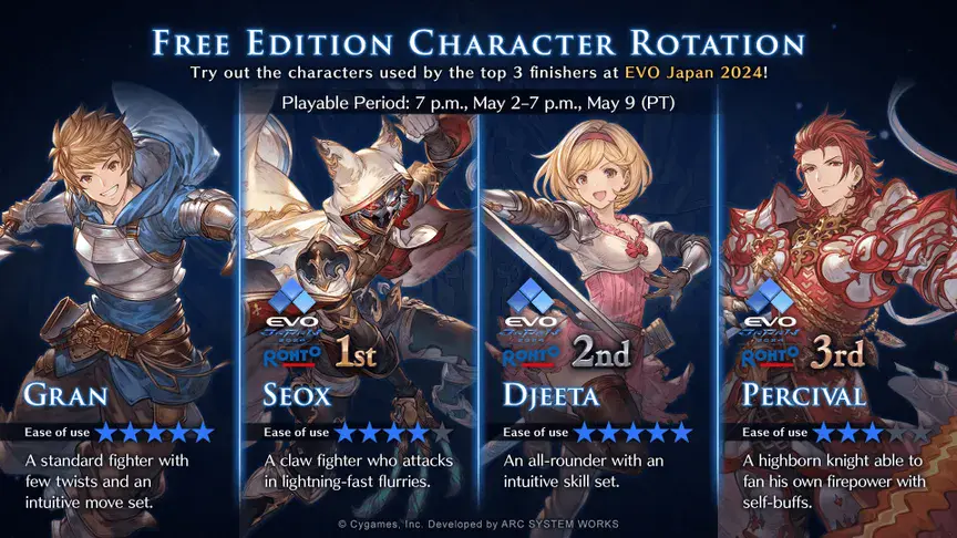 Granblue Fantasy Versus: Rising Free Character Rotation [May. 2-9 ...