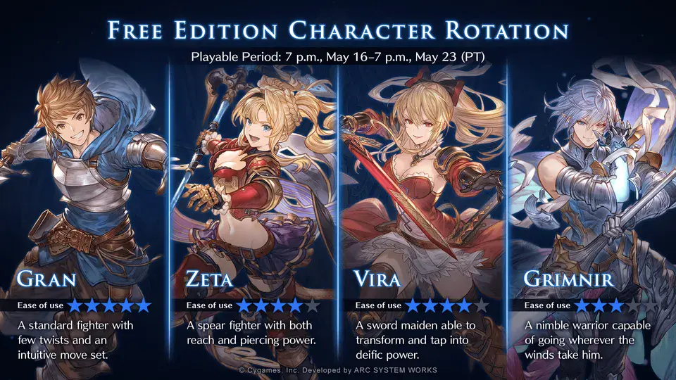 Granblue Fantasy Versus: Rising Free Character Rotation [May. 16-23 ...
